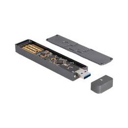 Delock Externes Geh&auml;use M.2 NVMe PCle SSD, SATA SSD, Laufwerksgeh&auml;use grau, mit USB Typ A-Stecker