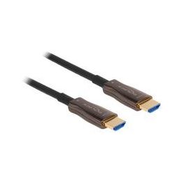 Delock Aktives Optisches HDMI Kabel 8k 60Hz schwarz, 10 Meter, mit Metallarmierung Verwendung: Verbindung zwischen z.B. TVs, Blu-ray Playern, Monitoren, Beamern Anschlüsse: 1x HDMI (Stecker) auf 1x HDMI (Stecker) Version: HDMI High Speed
