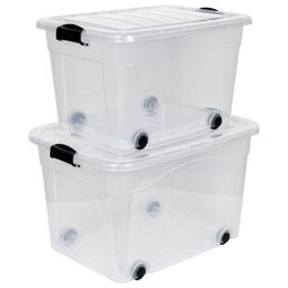 Kreher Aufbewahrungsbox Roller-Box (Set, 2 St), mit Rädern und verschließbarem Deckel, weiß