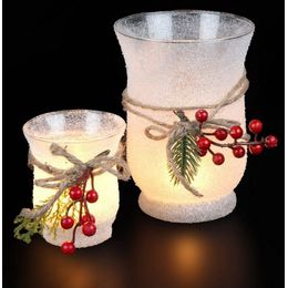 AMBIENTE HAUS Teelichthalter Xmas, Weihnachtsdeko (1 St), weiß