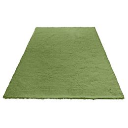 Hochflor-Teppich Microfaser Teppich Magong, besonders weich, sehr feiner Flor, my home, rechteckig, Höhe: 25 mm, uni, Wohnzimmer, Schlafzimmer, Kinderzimmer, auch rund und als Läufer, grün