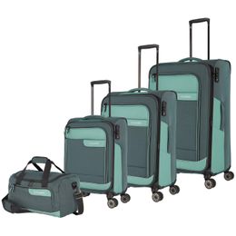 Travelite Trolleyset VIIA L/M/S, Reisetasche, 4 Rollen, (4 tlg), Kofferset Reisegepäck mit erweiterbarem Volumen und TSA Schloss, grün