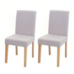 MCW 2er-Set Esszimmerstuhl Stuhl Küchenstuhl Littau ~ Textil, creme-beige, helle Beine