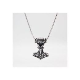 ELLAWIL Edelstahlketten-Set Thor's Hammer Anhänger Herren Vintage Wikinger Schmuck Halskette (Kettenlänge 59 cm