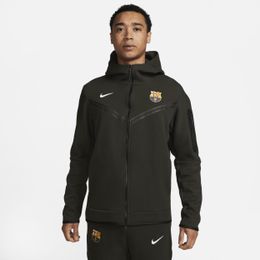 FC Barcelona Tech Fleece Windrunner Nike Hoodie mit durchgehendem Reißverschluss für Herren - Grün