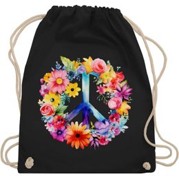 Shirtracer Turnbeutel Peacezeichen Peace-Symbol Hippie Frieden 60er 70er Flow Power Flowerpo