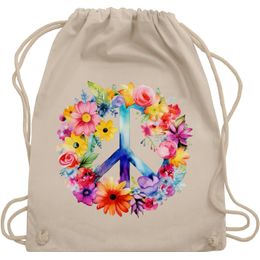 Shirtracer Turnbeutel Peacezeichen Peace-Symbol Hippie Frieden 60er 70er Flow Power Flowerpo