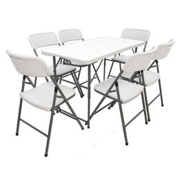 AMANKA Sitzgruppe Garten Sitzgruppe 120 cm Tisch mit 6 Stühlen Set