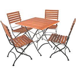 Garten-Essgruppe Garden Pleasure "WIEN" Sitzmöbel-Sets Gr. B/H/T: 180 cm x 89 cm x 180 cm, braun (braun, braun, schwarz) Outdoor Möbel