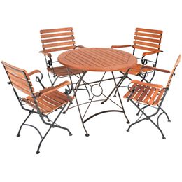 Garten-Essgruppe Garden Pleasure "WIEN Set" Sitzmöbel-Sets Gr. B/H/T: 180 cm x 89 cm x 180 cm, braun (braun, braun, schwarz) Outdoor Möbel