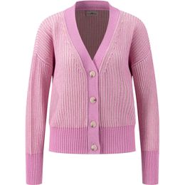 Fynch-Hatton® Strickjacke, V-Ausschnitt, Baumwolle, für Damen, pink, XXL