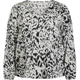 EVOKED VILA Shirtbluse, V-Ausschnitt, All-Over-Print, für Damen, weiß, 46