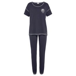 Lascana Pyjama Damen Gr&ouml;&szlig;e M dunkelblau / wei&szlig; Winterkleid