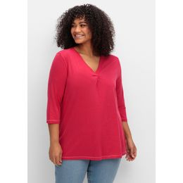 sheego Große Größen: 3/4-Arm-Shirt in leichter A-Linie, mit TENCEL™ Lyocell, magenta, Gr.40/42