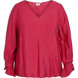 EVOKED VILA Shirtbluse, V-Ausschnitt, Ballonärmel, für Damen, rot, 52