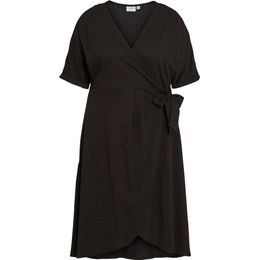 EVOKED VILA Shirtkleid, Wickel-Ausschnitt, Single-Jersey, für Damen, schwarz, 50