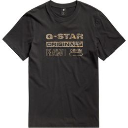 G-Star Raw T-Shirt, Baumwolle, Logo-Print, für Herren, schwarz, M