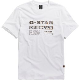 G-Star Raw T-Shirt, Baumwolle, Logo-Print, für Herren, weiß, XXL
