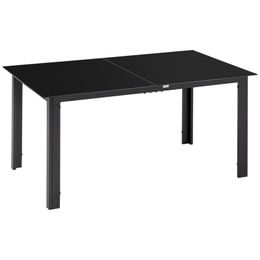 Outsunny Gartentisch mit Glastischplatte schwarz (Farbe: schwarz)