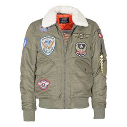 Bomberjacke Top Gun "TG23005", Herren, Gr. 56XXL, grün (olive), Obermaterial: 100% Polyamid / Futter, Wattierung, Strick, Kunstfell: 100% Polyester, Jacken