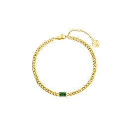 Paul Valentine Emerald Curb Bracelet Green 14K Gold Plated