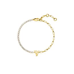 Paul Valentine PV Tennis & Chain Bracelet 14K Gold Plated