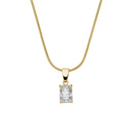 Paul Valentine Baguette Stone Necklace 14K Gold Plated