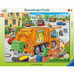 RAVENSBURGER VERLAG Ravensburger Kinderpuzzle - 06346 Müllabfuhr - Rahmenpuzzle für Kinder ab 4 Jahren, mit 35 Teilen