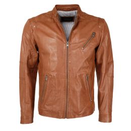 Bikerjacke JCC "3102123", Herren, Gr. L, braun (cognac), Obermaterial: 100% Leder, Lamm / Futter: 100% Baumwolle / Ärmelfutter: 100% Polyester, mit Knopf, Jacken