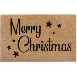 Fußmatte Kokos Christmas Stars, Hanse Home, rechteckig, Höhe: 15 mm, Weihnachten, Schmutzfangmatte, Outdoor, Rutschfest, Innen, Kokosmatte, beige