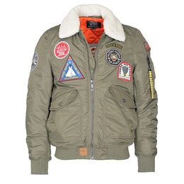 Bomberjacke Top Gun "TG23003", Herren, Gr. 52L, gr&uuml;n (olive), Obermaterial: 100% Polyamid. Futter, Wattierung, Strick, Kunstfell: 100% Polyester, Jacken Bomberjacke