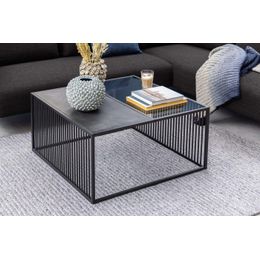 ACTONA GROUP Couchtisch Strington Sofatisch, Kaffetisch, schwarzer Marmoroptik, gehärtetem Glas, Metalllamellen, Breite 120 cm, schwarz