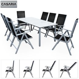 Casaria Garten-Sitzgruppe Bern 9-tlg. Silber Alu Milchglas