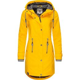 PEAK TIME Regenjacke L60042 stylisch taillierter Regenmantel für Damen, gelb