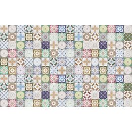 Komar Vliestapete "Marrakech Mosaik" Tapeten 400x250 cm (Breite x Höhe), Vliestapete, 100 cm Bahnbreite Gr. B/L: 400 m x 250 m, Rollen: 1 St., bunt (grau, blau, grün) Vliestapeten