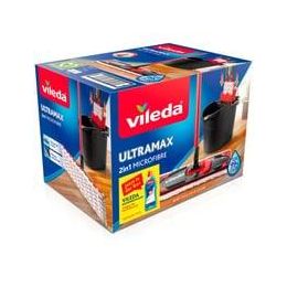 Wischer ULTRAMAX 2in1 Box, inkl. Bodenreiniger, Bodenwischer schwarz/rot, inkl. 750ml Vileda Bodenreiniger Geeignet für: Hartböden im Haus Verwendung: Zum Säubern von Fliesen, Laminat und Parkett Material: Wischbezug aus Microfaser: 85% Polyester, 15% Polyamid