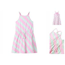 vidaXL A-Linien-Kleid Kinderkleid mit Kordelzug Ärmellos Rosa 104 Kurz Sommerkleid