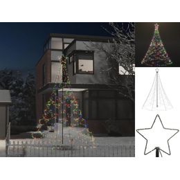 vidaXL Künstlicher Weihnachtsbaum LED-Weihnachtsbaum mit Metallpfosten 500 LEDs Mehrfarbig 3 m