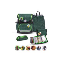 Belmil Rucksack Rucksack Compact Plus Premium Schulranzen Set 5-teilig Twist of Lime