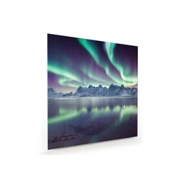 Primedeco Glasbild Wandbild Quadratisch Aurora borealis Nordlichter mit Aufhängung