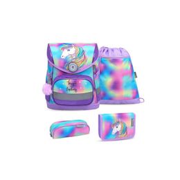 Belmil Rucksack Rucksack Compact ergonomisches Schulranzen-Set 4-teilig Rainbow Color