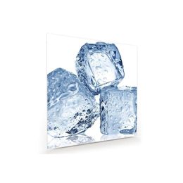 Primedeco Glasbild Wandbild Quadratisch Drei Eiswürfel mit Aufhängung