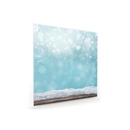 Primedeco Glasbild Wandbild Quadratisch Eissterne im Winter mit Aufhängung