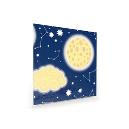 Primedeco Glasbild Wandbild Quadratisch Nachtzauber Mond Sterne mit Aufhängung