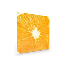 Primedeco Glasbild Wandbild Quadratisch Orangenscheibe mit Aufhängung