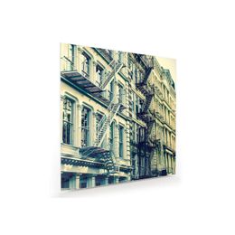 Primedeco Glasbild Wandbild Quadratisch NYC Fassade