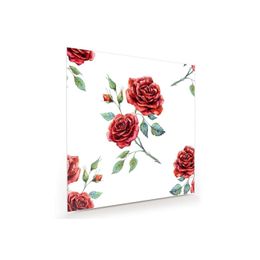 Primedeco Glasbild Wandbild Quadratisch Schöne Muster Rosen mit Aufhängung
