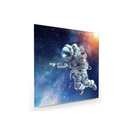 Primedeco Glasbild Wandbild Quadratisch Astronaut auf Mission mit Aufhängung