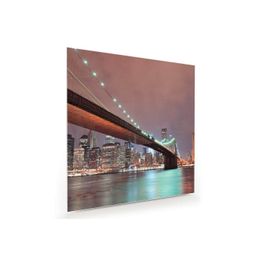 Primedeco Glasbild Wandbild Quadratisch NYC Brooklyn-Manhattan Blick mit Aufhängung