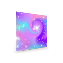 Primedeco Glasbild Wandbild Quadratisch Fantasyhimmel bunte Sterne mit Aufhängung